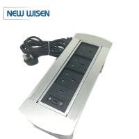 China NWS-SM08 Flip Up Conference Table Socket Panel with 3 UK Power Outlets, HDMI, VGA and RJ45 Ports - Customizable Aluminum Alloy Construction for sale