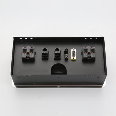China OEM Flip Top Conference Table Socket Box with 2 Power Outlets, USB A, HDMI, and Network Ports - 254mm x 117mm Cutout for sale