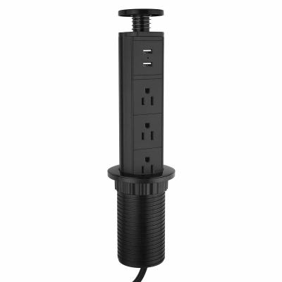 China 2.5in Retractable Power Strip with 3 AC Outlets and 2 USB Ports - 6ft Cord UL Listed for Kitchen Countertops for sale