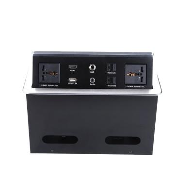 China Desktop RJ45 Pop-Up Counter Outlet 10A Power Socket with HDMI and USB Charger - 254mm x 120mm Panel for sale