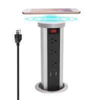 China Retractable Recessed Tower Power Outlet Strip with 10W Wireless Charger - 12 Amp 120V for Kitchen Countertops for sale