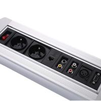 China NWS-SM404 Aluminum Recessed Table Power Outlet with Rotating Flip-Up Design - 2 French Standard Power Ports, Network, Audio & Video Connectivity for sale