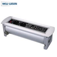 China NWS-SM404 Motorized Flip Plug Socket - Matte Black Recessed Desk Power Strip with 2 French Power Ports & Multiple Data Connections for sale