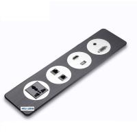 China Universal Flush-Mount Desk Power Outlet with USB - 370mm × 80mm Panel, 7-Port Connectivity for sale