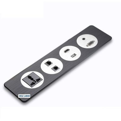 China Universal Flush-Mount Desk Power Outlet with USB - 370mm × 80mm Panel, 7-Port Connectivity for sale
