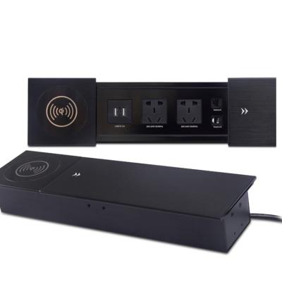 China Universal Aluminum Alloy Sliding Outlet Power Socket for Office Conference Tables - 220V AC Compatible for sale