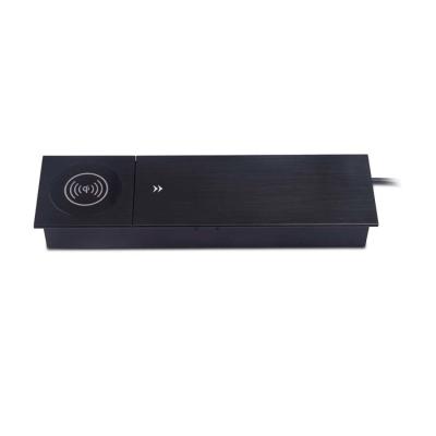 China Wireless Charging Sliding Socket Office Desk Power Outlet with USB Ports 110V-250V Aluminum Alloy Construction for sale