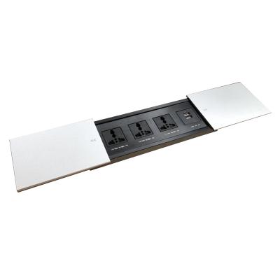 China 220V Sliding Power Outlet Strip with 3 Power Sockets and 2 USB Chargers for Desk Mount Installation for sale