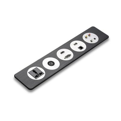 China NWS-SAL705A Flush Mounted Power Grommet for Office Desks - 370mm × 80mm Panel with European Oxidation Finish for sale
