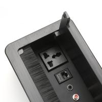 China NWS Black Brush Conference Table Power Outlet Socket Netbox 254x117mm with 2 Power, 2 Network, USB & HDMI Ports for sale