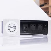 China NWS-1301 100-240V Conference Table Connectivity Box with 10A Power, RJ45 Cat6 Port, and Wireless Charging for sale