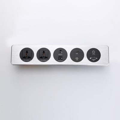 China NWS-SAL705A Electrical Extension Flush Desk Socket with USB - 335mm x 71mm Hole Size, Aluminum Alloy Construction for sale