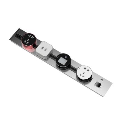 China Orbital Electrical Wall Power Outlet Track System with 220-240V 16A EU Modular Rail Plugs in 1m-3m Aluminum Rails for sale