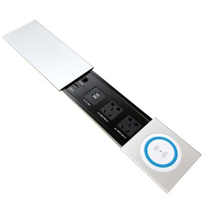 China 10A Desktop Power Sliding Socket Box with Dual USB Charger and HDMI Port - 100×280mm Aluminum Alloy Construction for sale