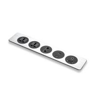 China NWS Brushed Aluminum Recessed Desk Power Outlet Grommet 370mm x 80mm with 7-Port Connectivity for Office & Hotel Installations for sale