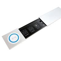 China CD-07 Sliding Cover Power Desk Socket Box 100x280mm with Dual USB Charger and Customizable Modules for sale