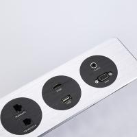 China NWS Conference Desk Mounted Power Outlet with USB 335x71mm Aluminum Alloy Tabletop Socket for sale
