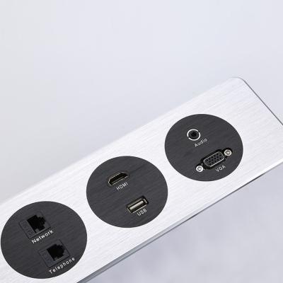 China NWS Conference Desk Mounted Power Outlet with USB 335x71mm Aluminum Alloy Tabletop Socket for sale
