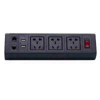 China Table Edge Mounted Desktop Clamp Power Strip Socket 400mm × 80mm with 110V-240V Rating and Brushed Copper Finish for sale