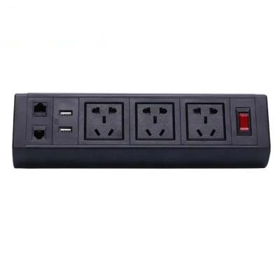 China Table Edge Mounted Desktop Clamp Power Strip Socket 400mm × 80mm with 110V-240V Rating and Brushed Copper Finish for sale