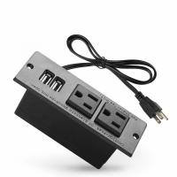 China Standard Grounding Smart USB Recessed Desk Outlet 125V 12A with 5V/3.5A Charging Ports for Office and Home for sale
