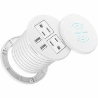 China 3 Inch Recessed Desk Power Outlet with Wireless Charger and 2 USB Ports - 120V 1440W Capacity for sale