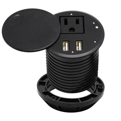 China Desk Table Mount Round Plug Socket Power Strip 12A with USB-C & USB-A Charging Ports, 6.56ft Cord for sale