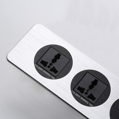 China Universal Retractable Power Desk Plug Socket 370x80mm Aluminum Alloy with HDMI USB VGA Audio Ports for sale