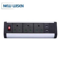 China Universal Clamp Mounted Surge Protector Power Strip with USB - 15-35mm Desk Thickness, 2 Power + 2 USB Ports for sale