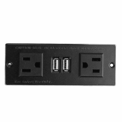 China 125V 1500W Recessed Clamp-On Desk Power Outlet with USB Charging and 6.5FT Power Cord for sale