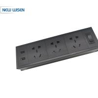 China WS-004 Retractable Under Desk Power Strip with 16A 250V Capacity, 3 US Outlets and 2 USB Ports for sale