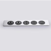 China NWS Office Furniture Power Desktop Socket 220V with USB HDMI VGA Ports 370mm×80mm Aluminum Alloy for sale