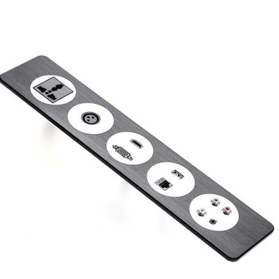 China NWS-SAL705A Multimedia Hidden Desktop Power Outlet with USB 10A 335x71mm Brushed Silver Office Socket for sale