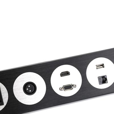 China Conference Table Recessed Power Outlet Socket 110V with 335mm×71mm Hole Size and Multiple Connectivity Ports for sale