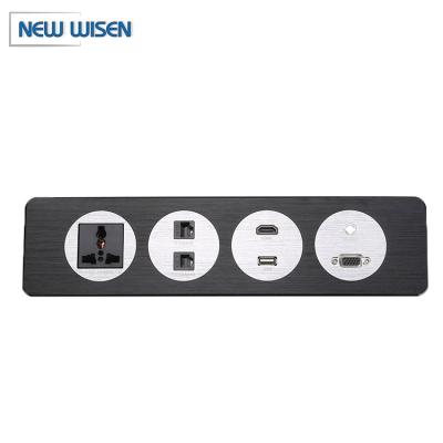 China Aluminum Office Desk Power Outlet Socket 305mm x 80mm with Multiple Ports for Furniture Tabletop Integration for sale