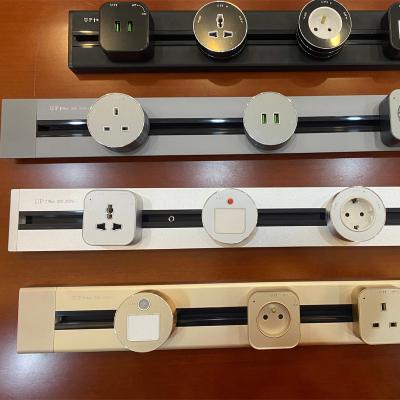 China Desktop Wall Grade Track Power Socket Rail Outlet With 0.6/0.8/1.0/1.2/1.5M Length for sale
