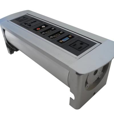 China NWS-SM404 Oxidized Aluminum Alloy Recessed Desk Power Strip with 2 USB Outlets and Multiple Connectivity Ports for Office Tables for sale
