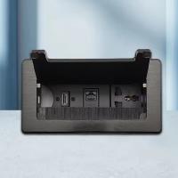 China Aluminum Alloy Recessed Power Strip with USB-C & RJ45 Ports - 266mm x 130mm Tabletop Socket for Conference Furniture for sale