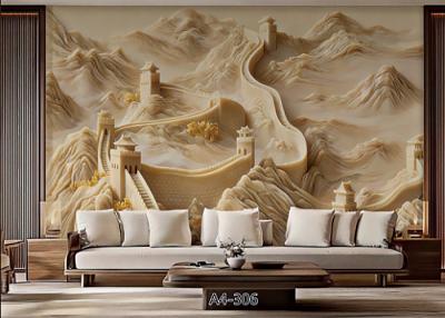 China 5D Embossed Decorative PVC Feature Wall Panel Customizable Patterns for sale