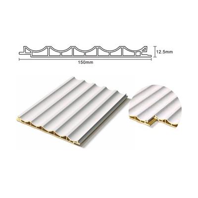 China Class B1 Inner Arc PVC Fluted Wall Panels 150x12.5mm Fire Retardant Grooved Cladding for Hotel Lobby Spaces for sale