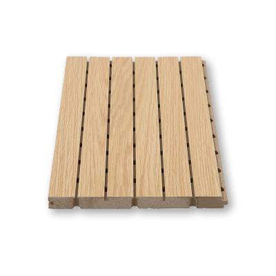China Grooved Acoustic Panels NRC 0.85 High Density Sound Absorbing Wall Cladding for Restaurant for sale