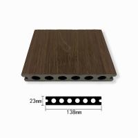 China 138x23mm WPC Outdoor Decking 3D Embossed Co Extrusion Waterproof Exterior Flooring Patio Garden for sale