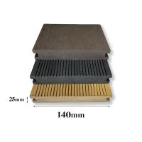 China UV Stabilized WPC Composite Decking 140x25mm Grooved Outdoor Flooring Courtyard Balcony for sale