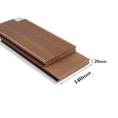 China Outdoor WPC Floor Decking 140x20mm Grooved Exterior UV Stabilized Garden Backyard for sale
