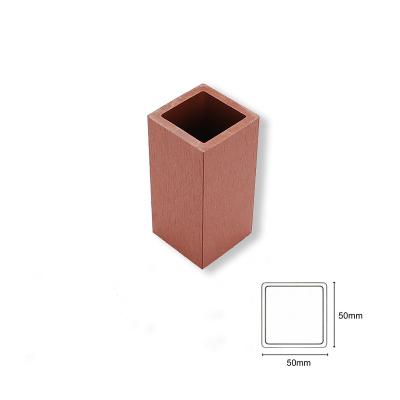 China 50*50mm WPC Wall Cladding Panel Square Timber Tube Hollow Waterproof Fence Profile for sale