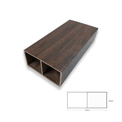 China 50*100mm WPC Wall Panel Outdoor Square Timber Tube Hollow Waterproof Partition Cladding for sale