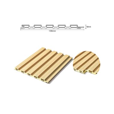 China Bamboo Wood Fiber PVC Fluted Wall Panels 159x9mm Natural Texture Interior Cladding for Home Mall Office Decor for sale