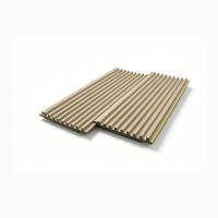 China Solid Core PVC Fluted Wall Panels 102x12mm Wood Grain Slat Interior Cladding Design for Hidden Door Applications for sale