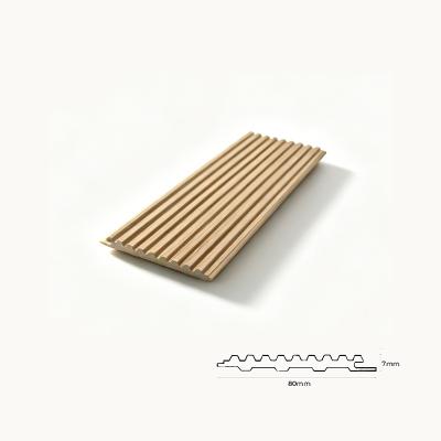 China 80x7mm Corrugated Solid Core PVC Fluted Wall Panels Durable Interior Cladding Sheet for Column Wrap Design for sale