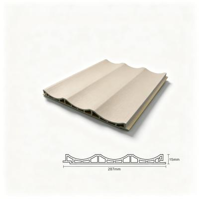 China 3 Arcs 3D Inner PVC Fluted Wall Panels Hollow Wavy Lightweight Cladding Design for Hotel Lobby Decor for sale